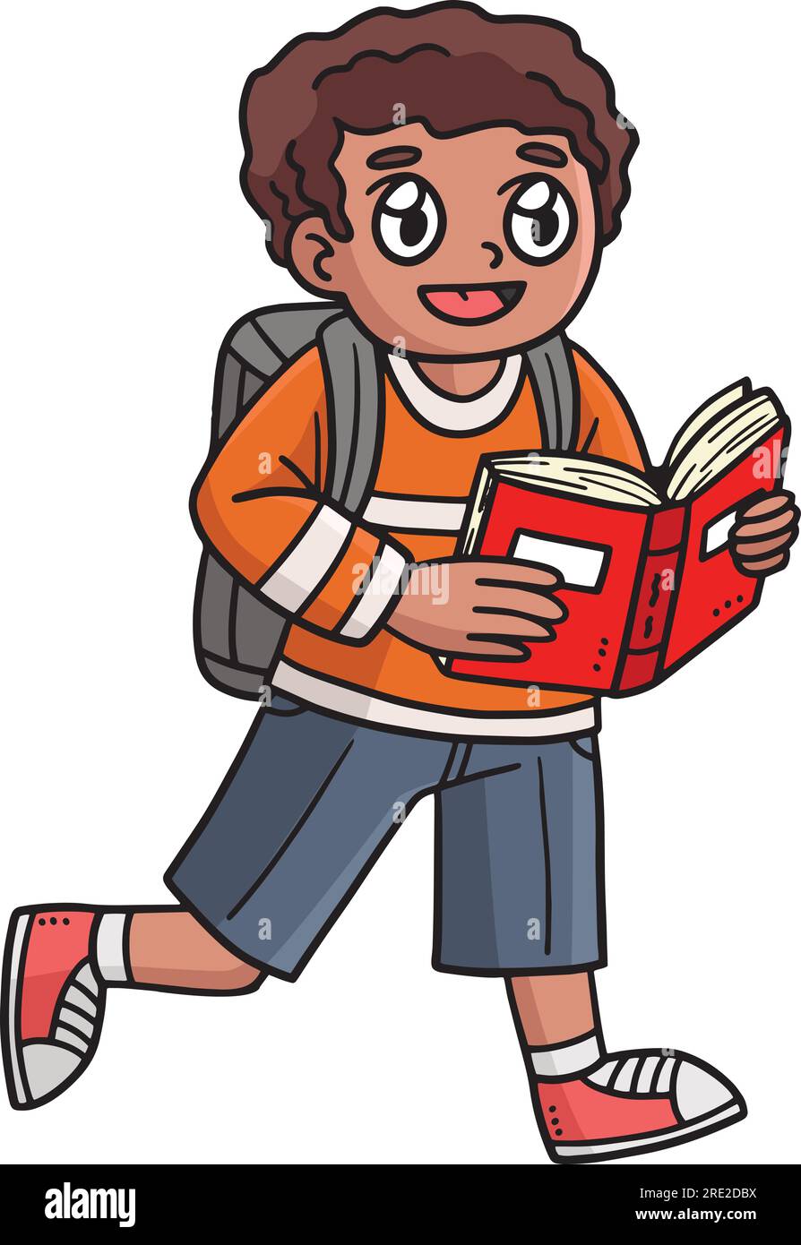 Child Reading Book Cartoon Colored Clipart Stock Vector Image & Art - Alamy