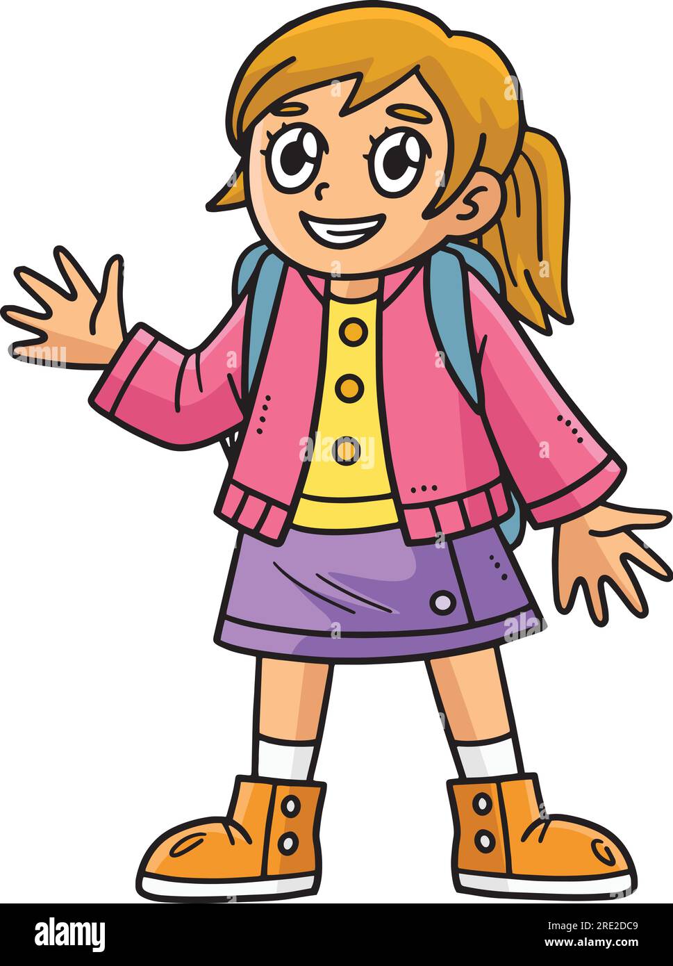 Girl Student Cartoon Colored Clipart Illustration Stock Vector Image ...