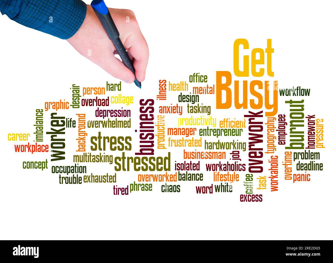 Word Cloud with GET BUSY concept create with text only Stock Photo - Alamy