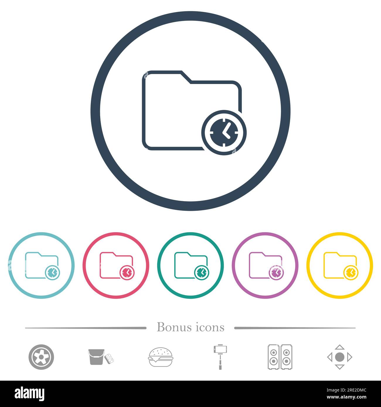 Directory Time Outline Flat Color Icons In Round Outlines 6 Bonus Icons Included Stock Vector