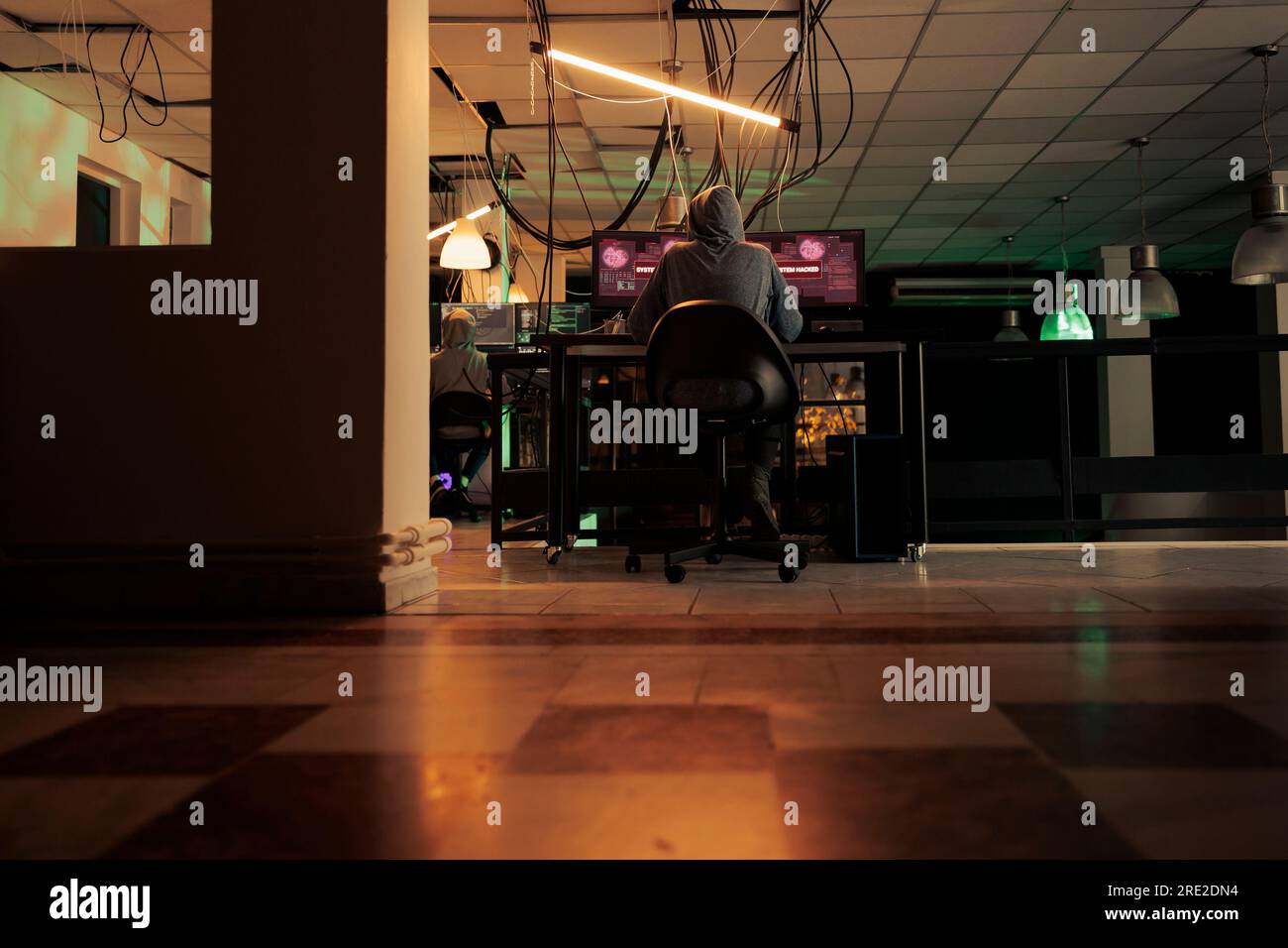 Cyberattack Criminal Hacking Computer System Sending Malicious Software Breaking Into