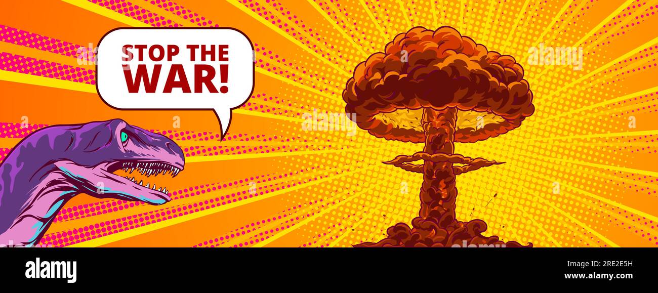 Horizontal banner - stop war - in pop art style for print and design ...