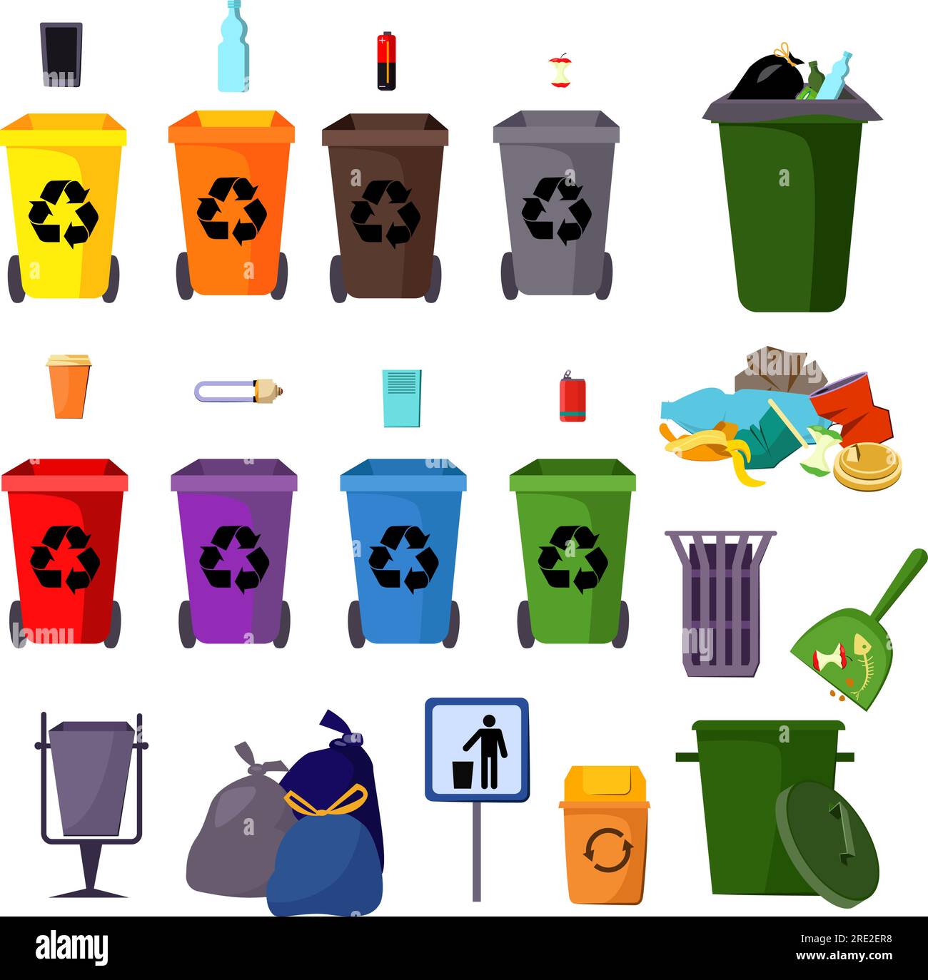Garbage can set Stock Vector Image & Art - Alamy
