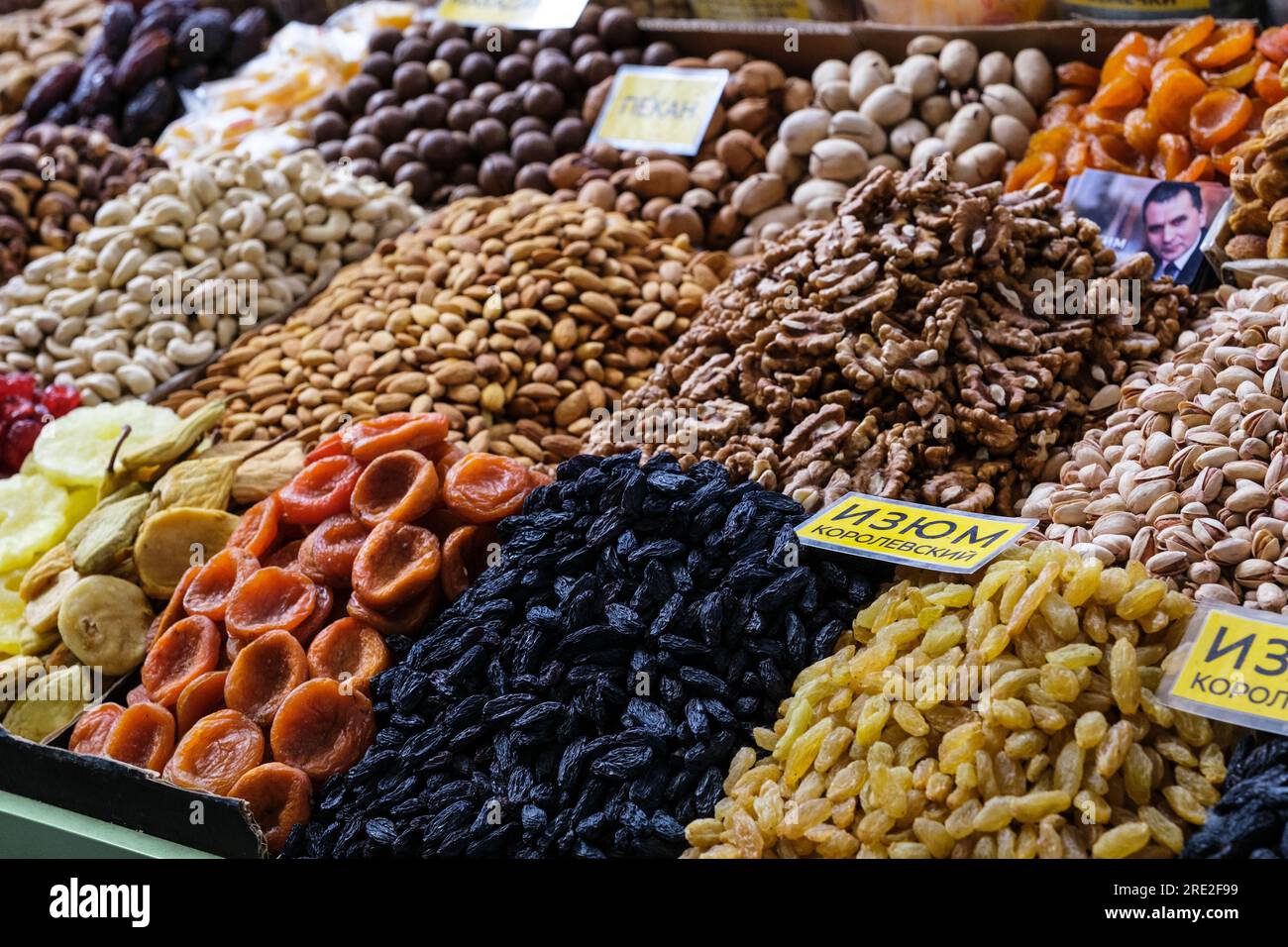 Kazakhstan, Almaty. Dried Fruits and Nuts in the Green Bazaar Stock ...