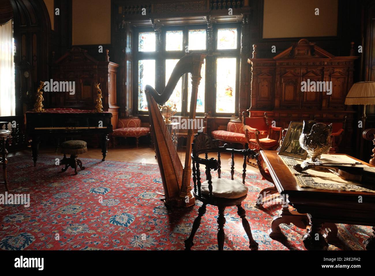 A stunning backlit view of a music chamber in a Romanian castle ...