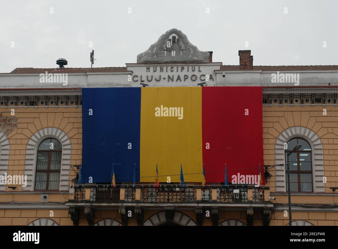 A grand display of national pride with a large Romanian flag flying ...