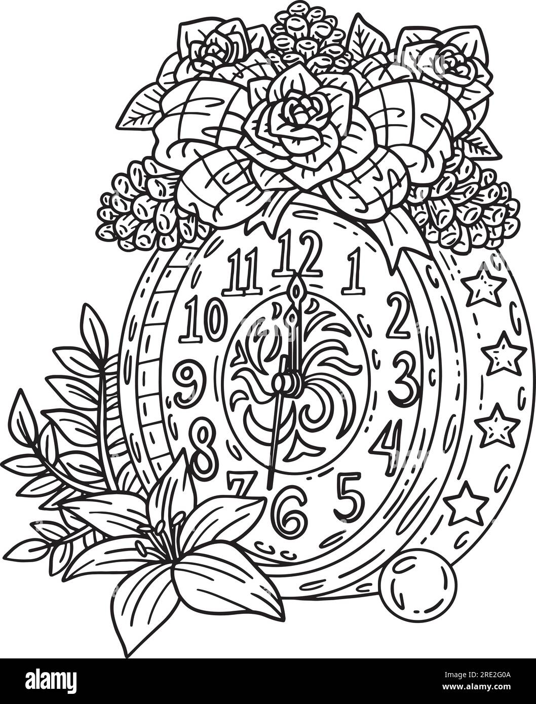 New Year Clock with Decoration Isolated Adults Stock Vector Image & Art ...