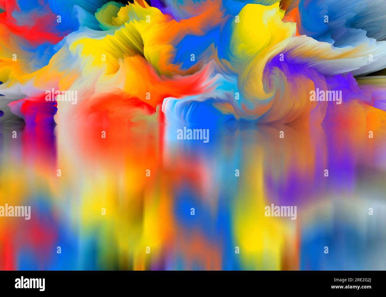 Magical world. Abstract Landscape, surreal lake and reflections. art ...