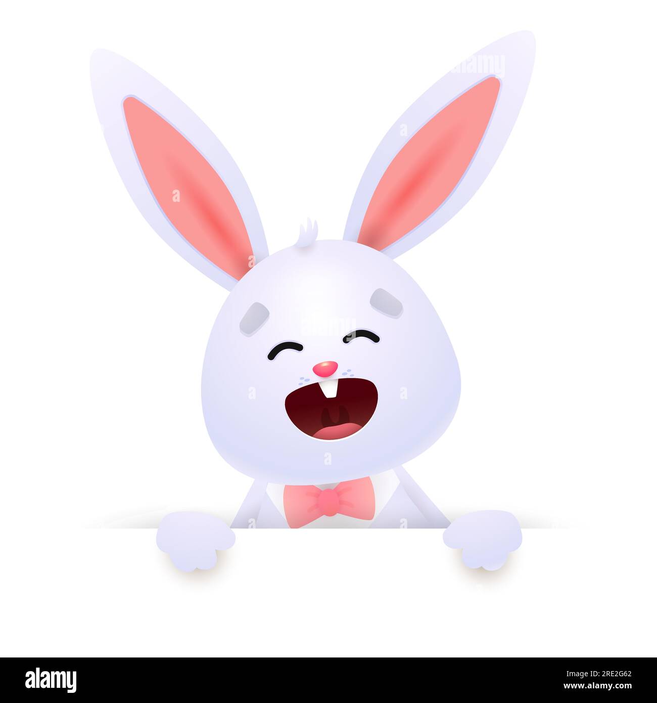 Cheerful cute bunny peeping out of banner Stock Vector Image & Art - Alamy