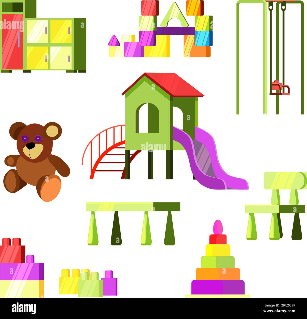 Children toys and playground set Stock Vector Image & Art - Alamy