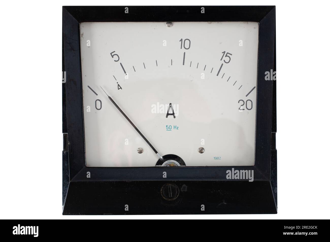 Close-up of an vintage ancient ammeter isolated on white background ...