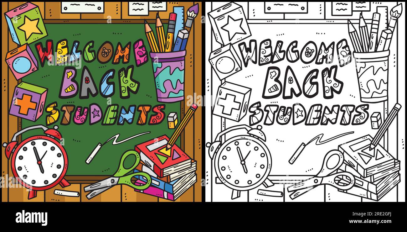 Back To School Welcome Back Students Illustration Stock Vector Image ...