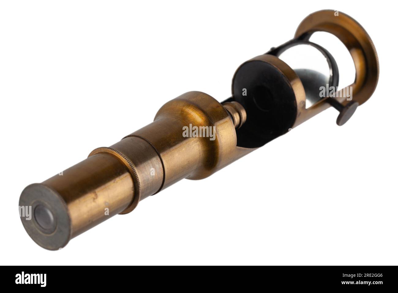 Vintage brass microscope. Small hand microscope from the 20th century ...