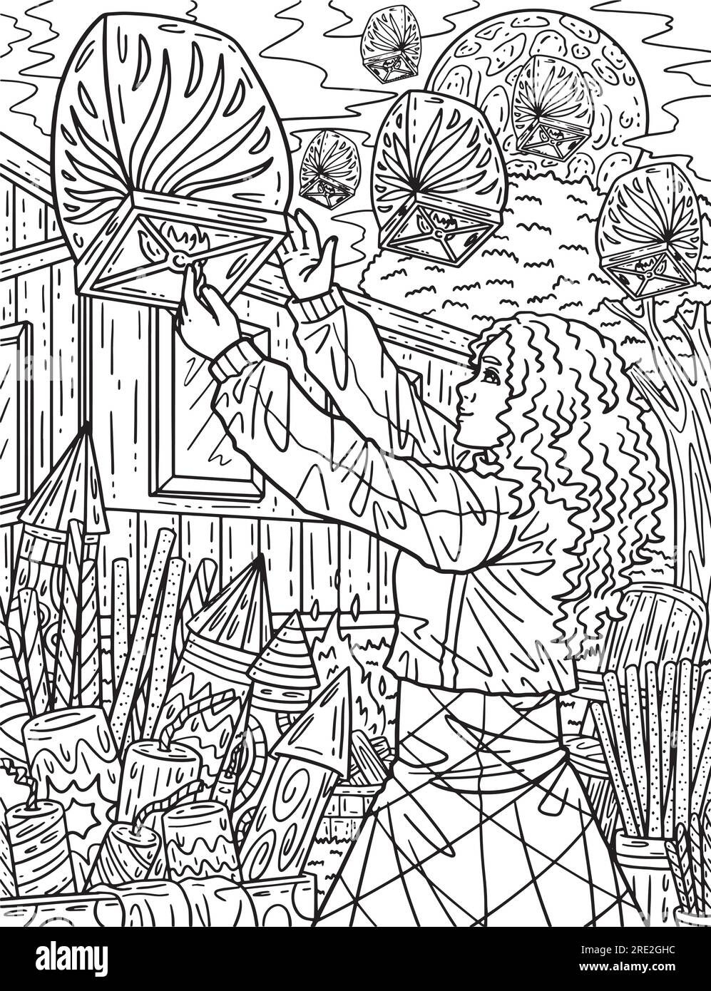 Adults coloring a coloring book Black and White Stock Photos & Images ...