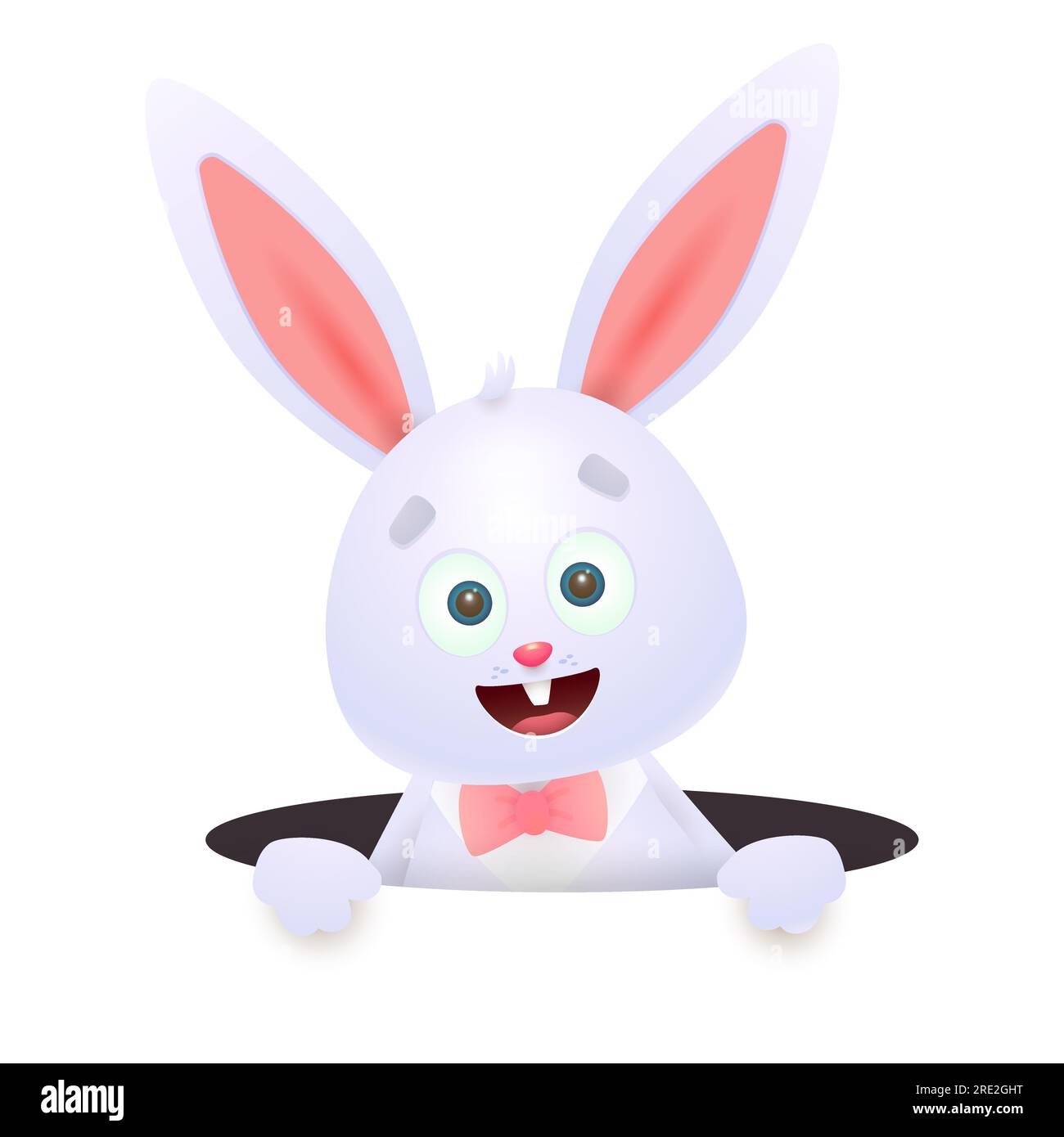 Smiling cute bunny peeking out of hole Stock Vector Image & Art - Alamy
