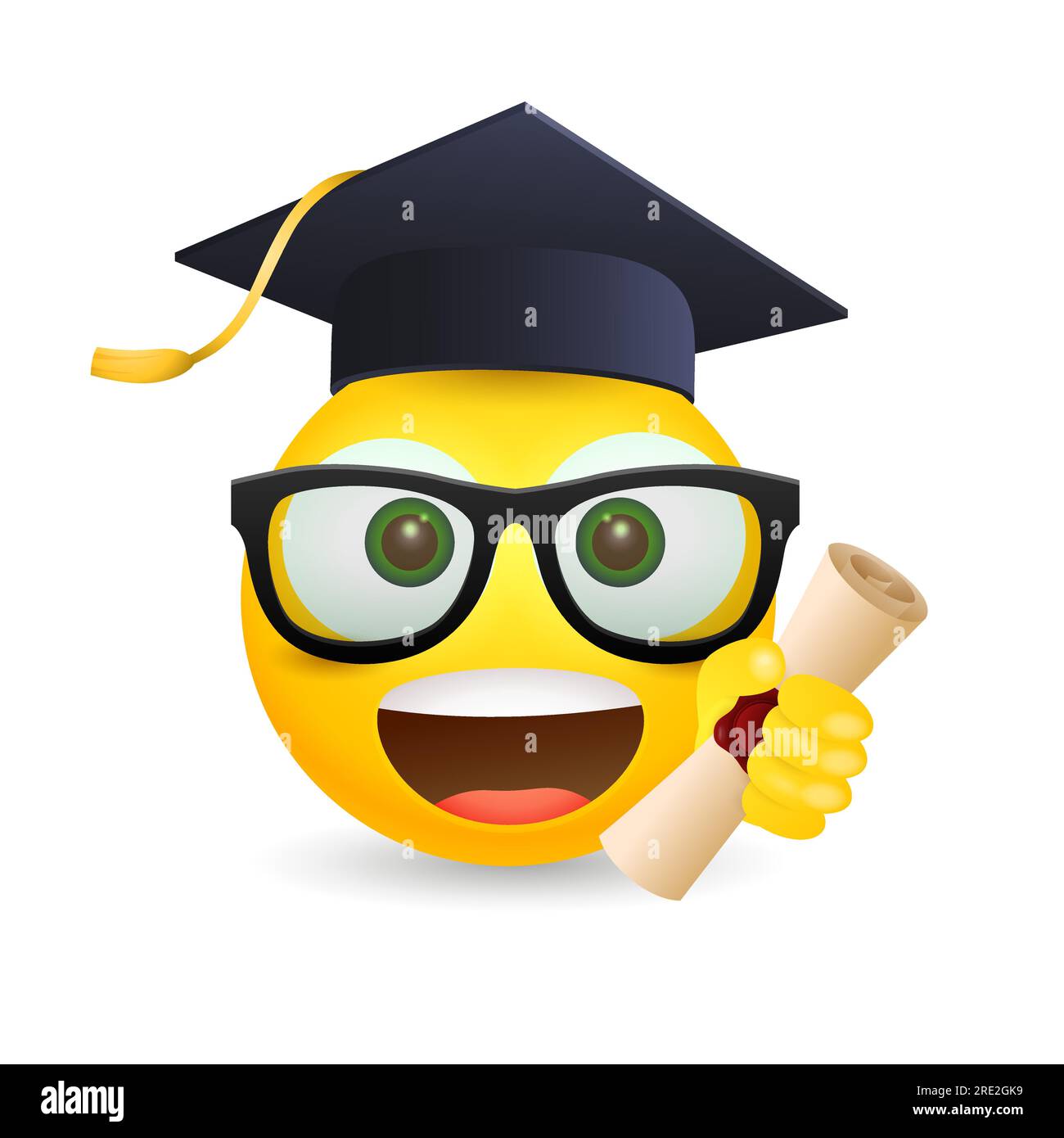 Excited smiley face in graduation cap Stock Vector Image & Art - Alamy
