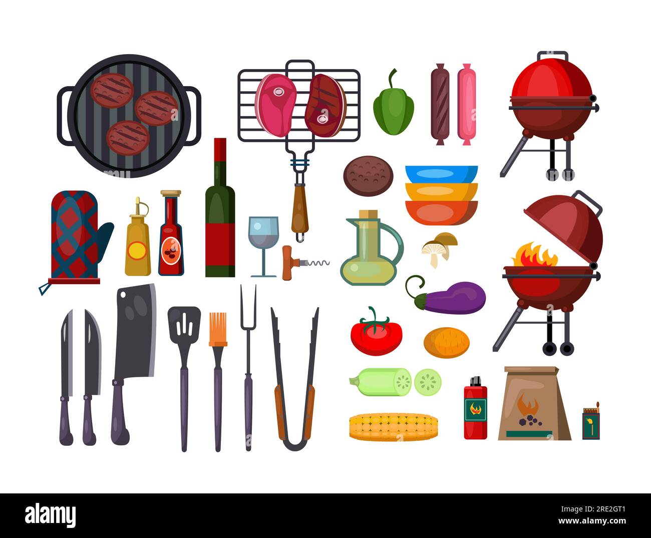 Barbeque set illustration Stock Vector Image & Art - Alamy