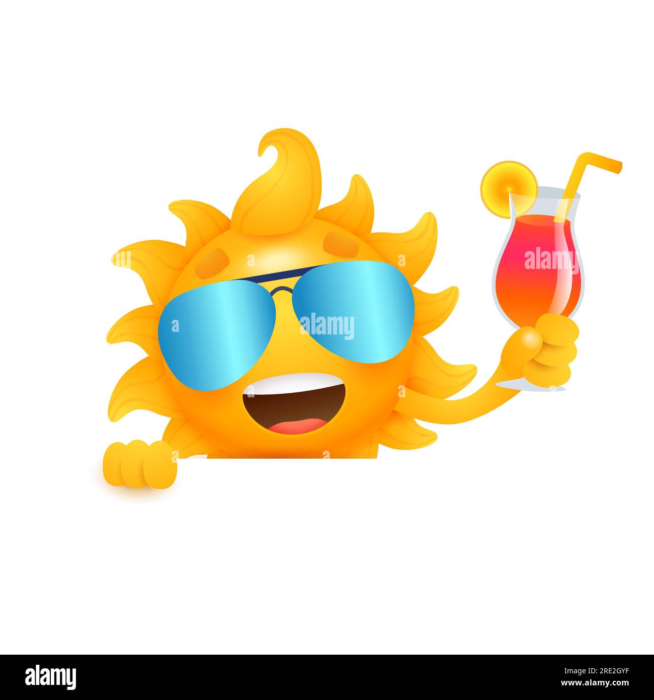 Cartoon sun drinking cocktail illustration Stock Vector Image & Art - Alamy