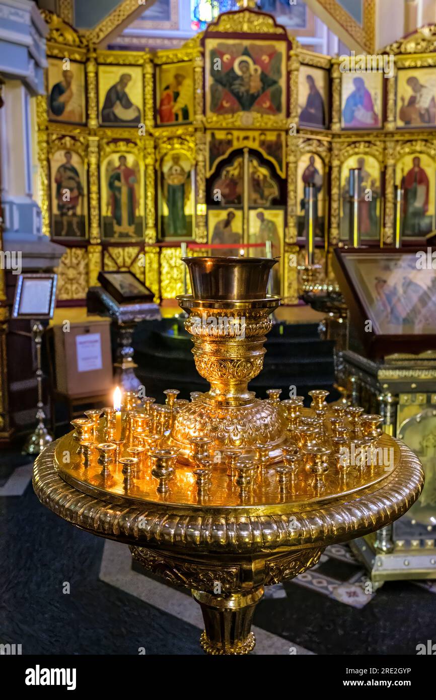 Kazakhstan, Almaty. Ascension Cathedral, Russian Orthodox. View of ...