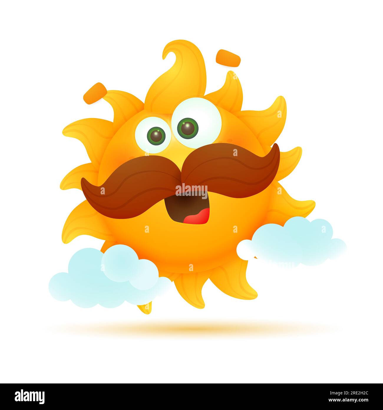Cute sun with moustache illustration Stock Vector Image & Art - Alamy