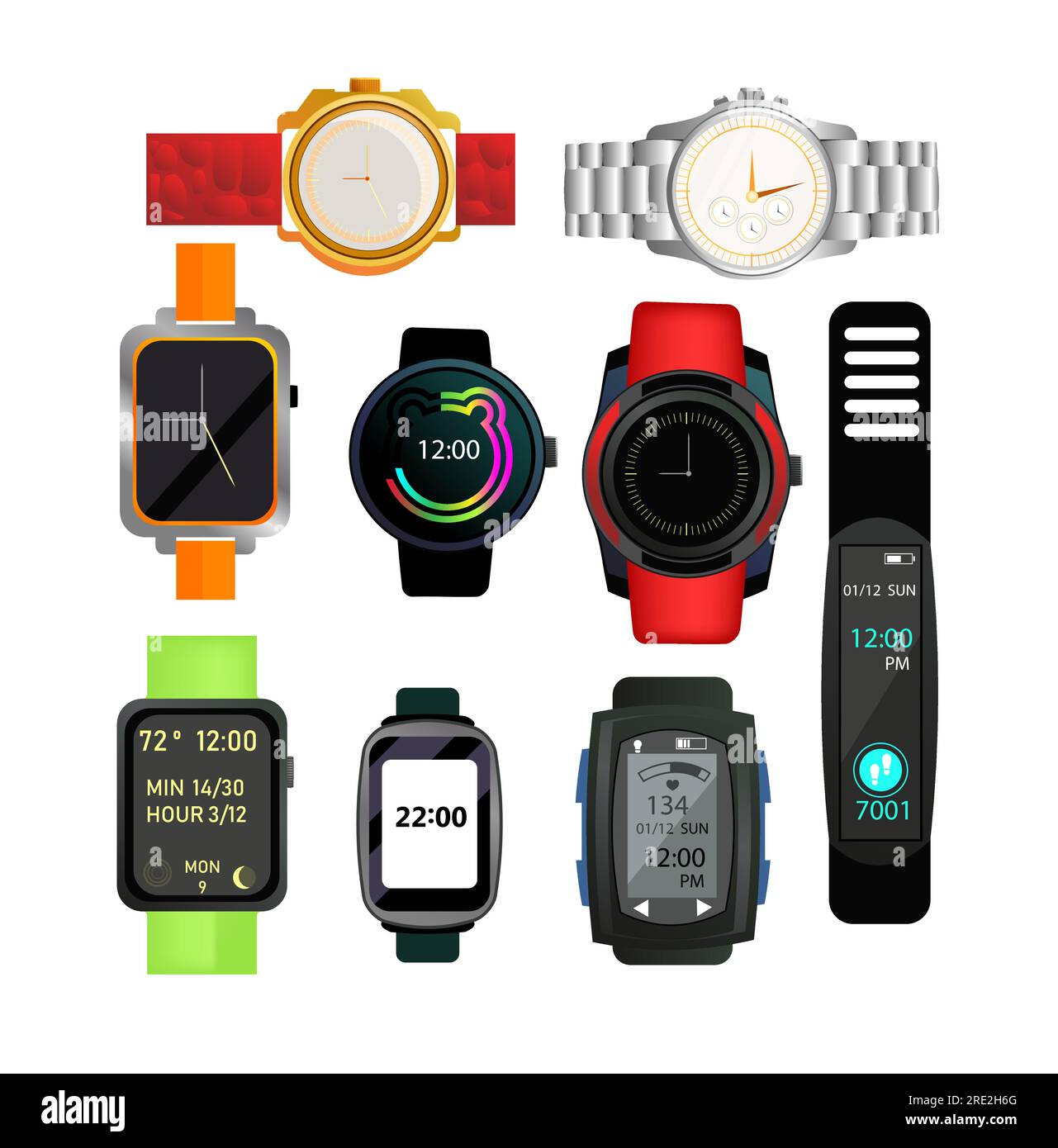 Digital and automatic watches set Stock Vector Image & Art - Alamy