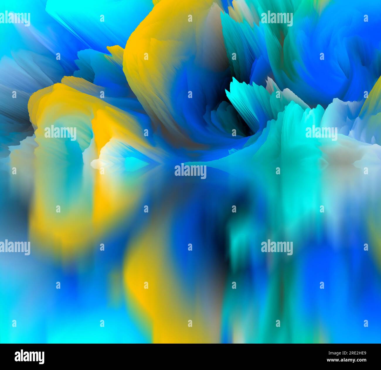 Magical world. Abstract Landscape, surreal lake and reflections. art ...