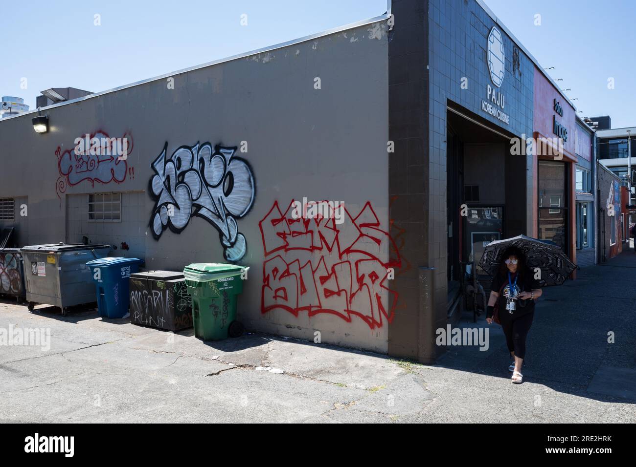 Seattle, USA. 13 Jul, 2023. Fresh graffiti in the Queen Anne ...