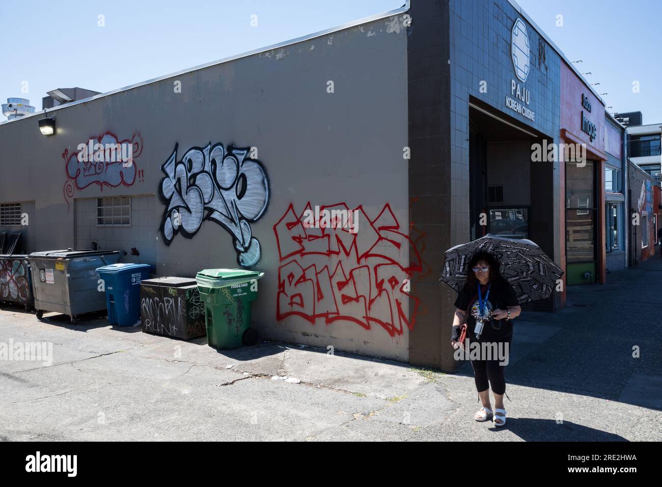 Seattle, USA. 13 Jul, 2023. Fresh graffiti in the Queen Anne ...