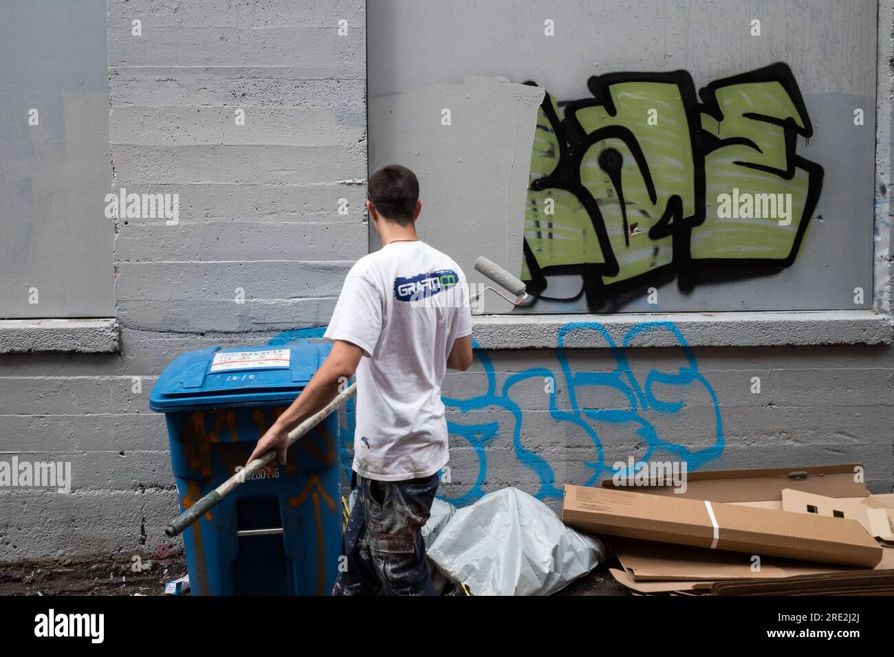 Seattle, USA. 13 Jul, 2023. Fresh graffiti in the Capitol Hill ...