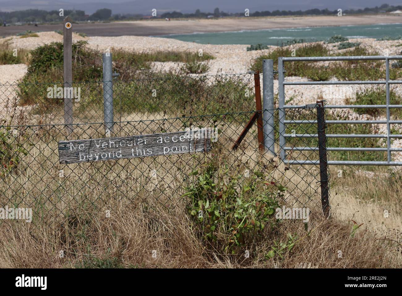 July 2023 - No Vehicles beyond this point sign on the beach at Church ...