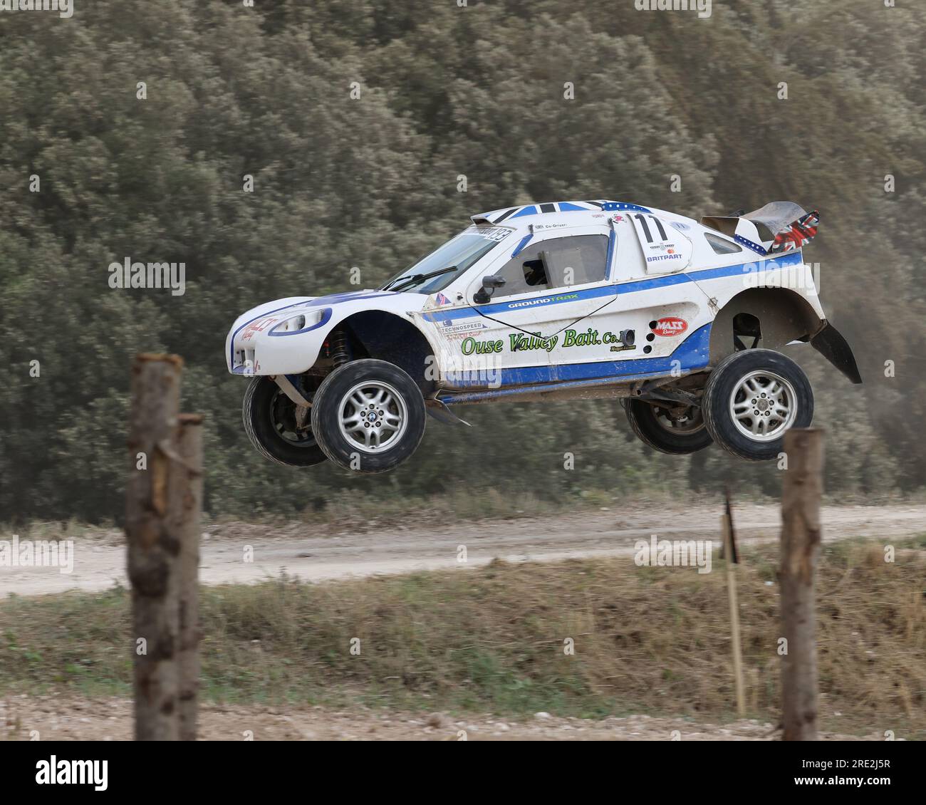 July 2023 - Off road racing hill rally 4x4's flying off a jump at the ...