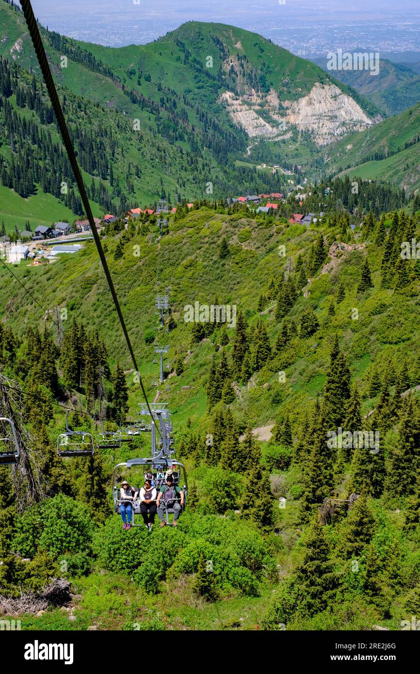 Kazakhstan, Almaty. Shymbulak Funicular Chair Lift to Skiing Area ...