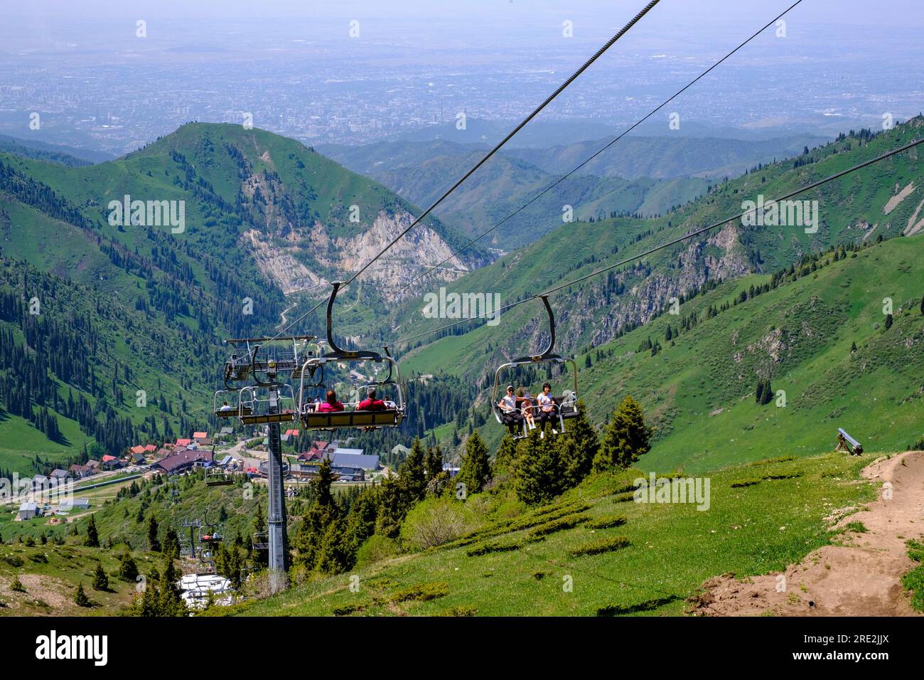 Kazakhstan, Almaty. Shymbulak Funicular Chair Lift to Skiing Area ...