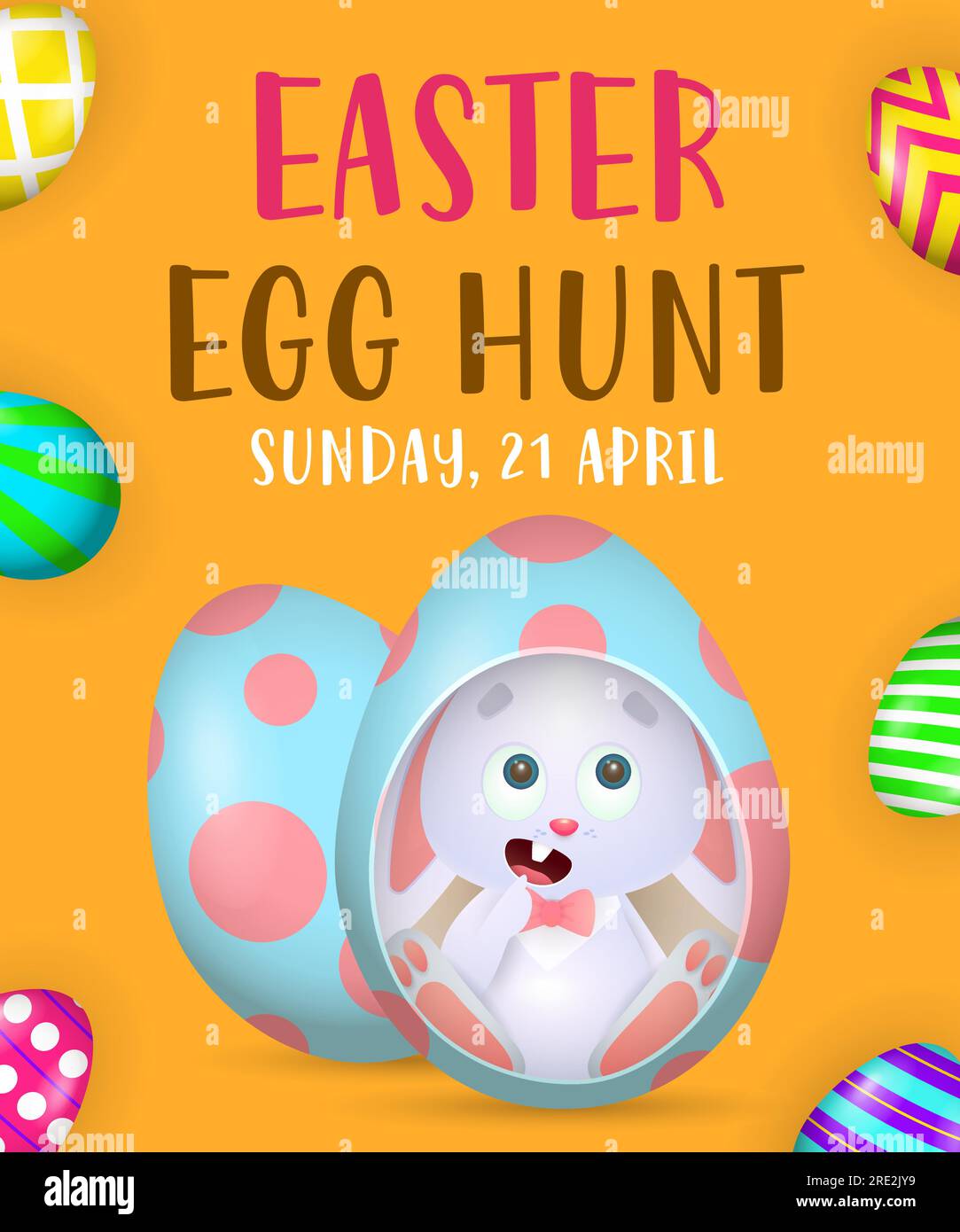 Easter Egg Hunt poster design. Hungry little bunny Stock Vector Image ...