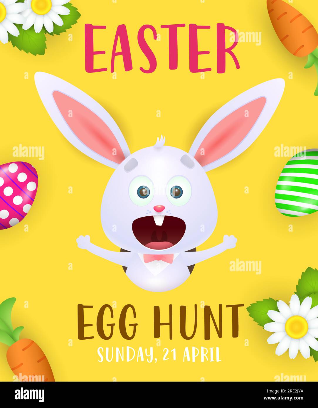 Easter Egg Hunt poster design. Shouting bunny Stock Vector Image & Art ...