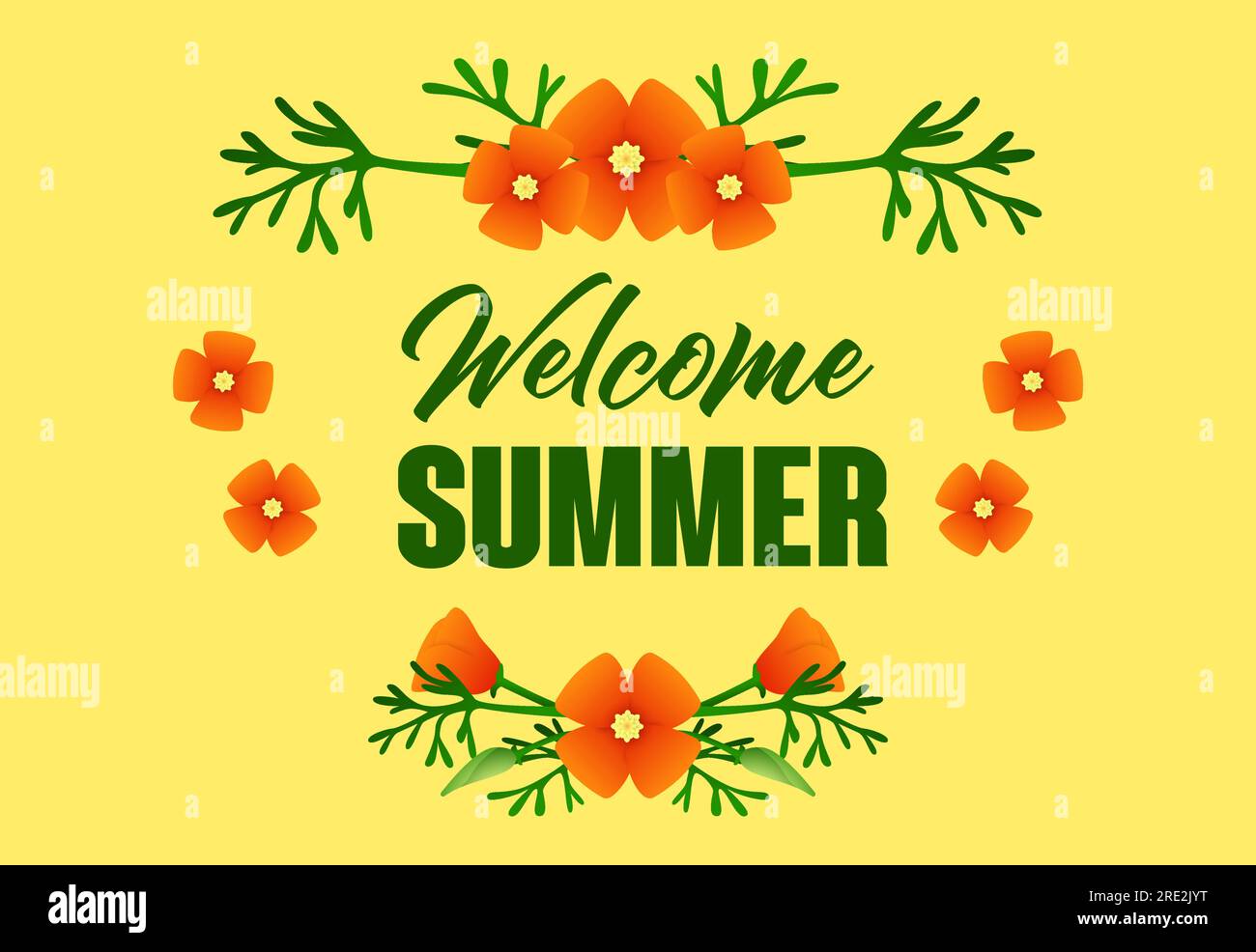 Welcome card with colorful flowers Stock Vector Images - Alamy