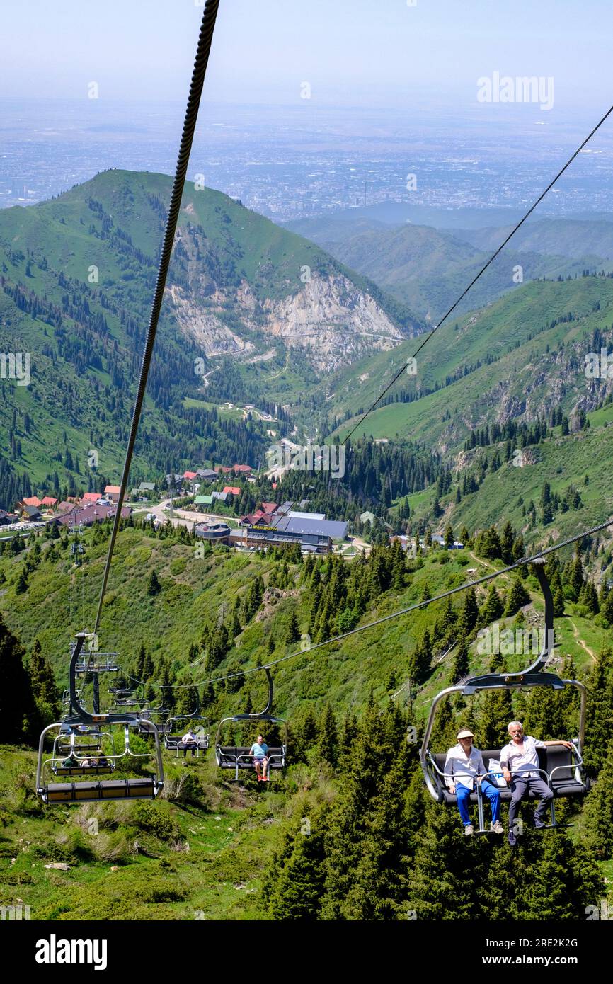 Kazakhstan, Almaty. Shymbulak Funicular Chair Lift to Skiing Area ...