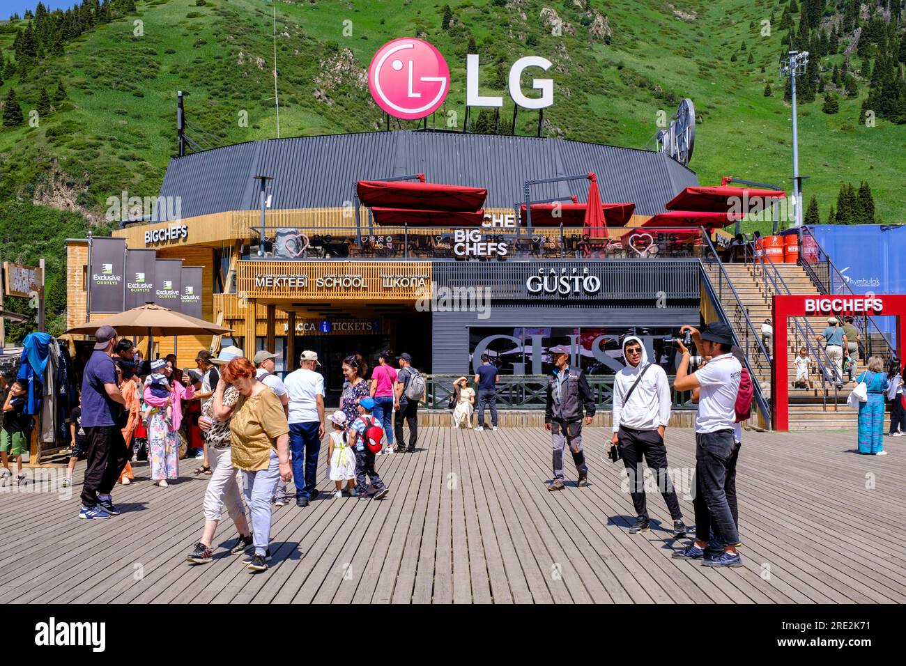 Kazakhstan, Almaty. Restaurant at Shymbulak Funicular Chair Lift to ...
