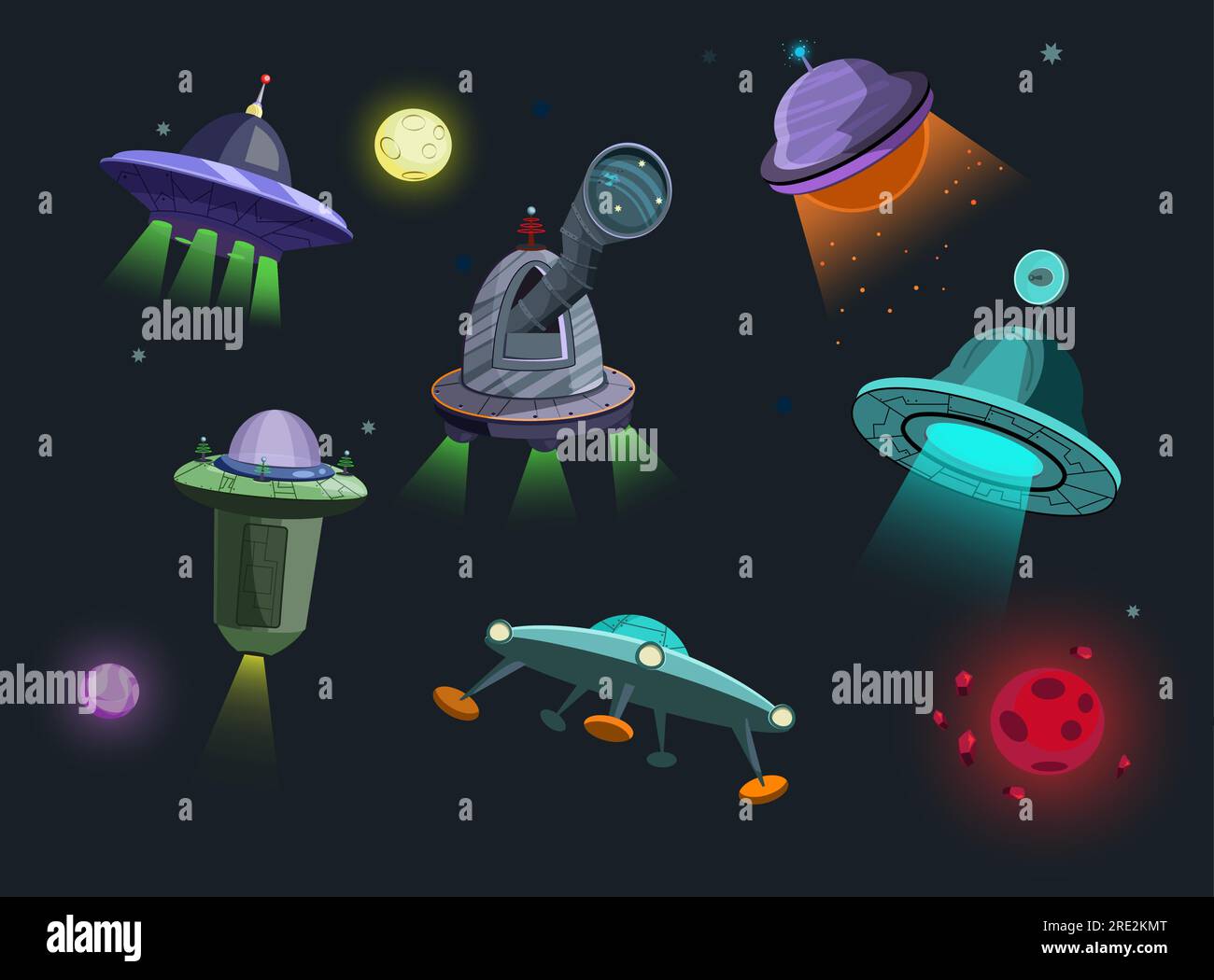 Spaceships set illustration Stock Vector Image & Art - Alamy