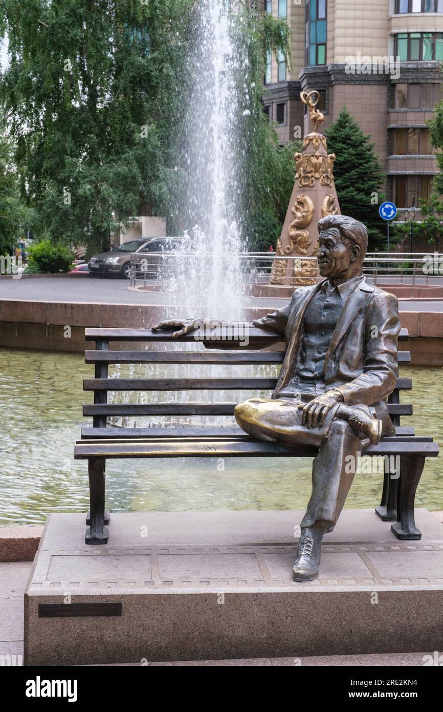 Kazakhstan, Almaty. Statue in Honor of Founder of Almaty Cinema, Shaken ...