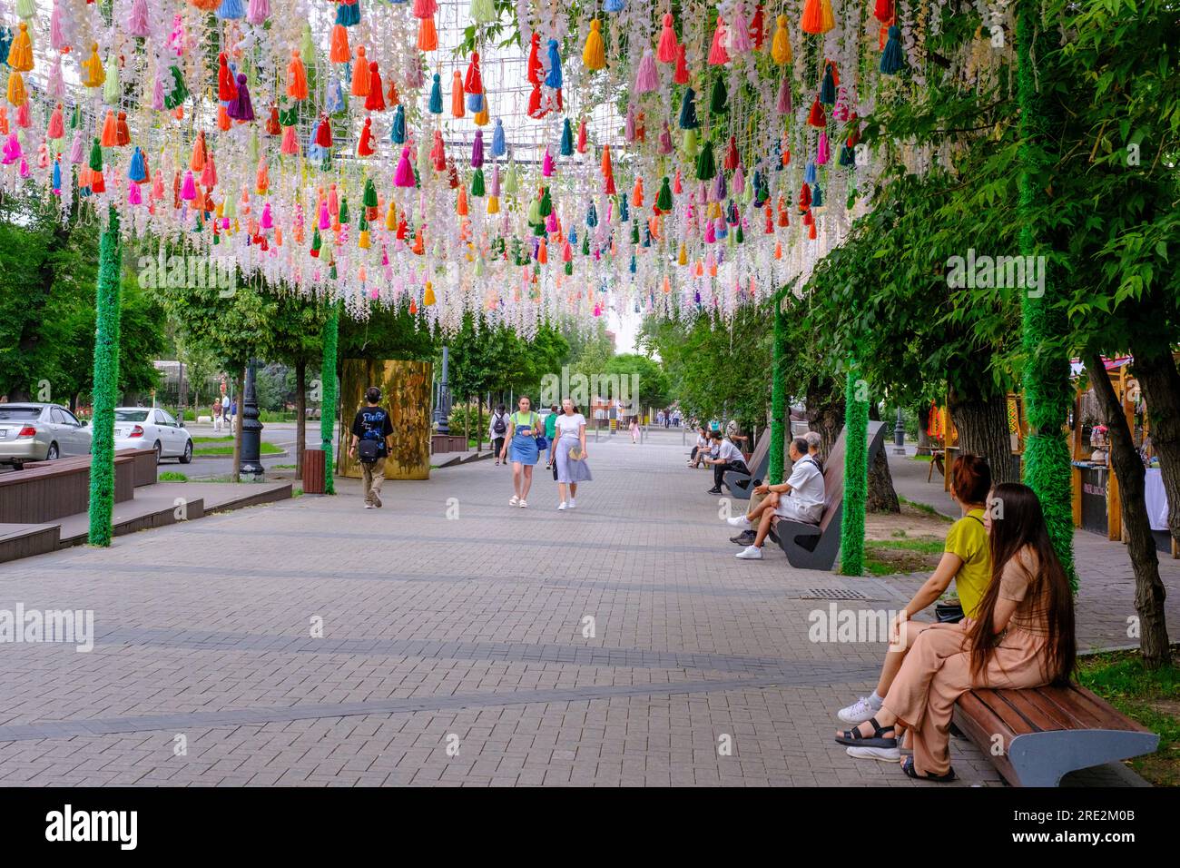 Kazakhstan, Almaty. Panfilov Promenade, a Pedestrian Walkway Stock ...