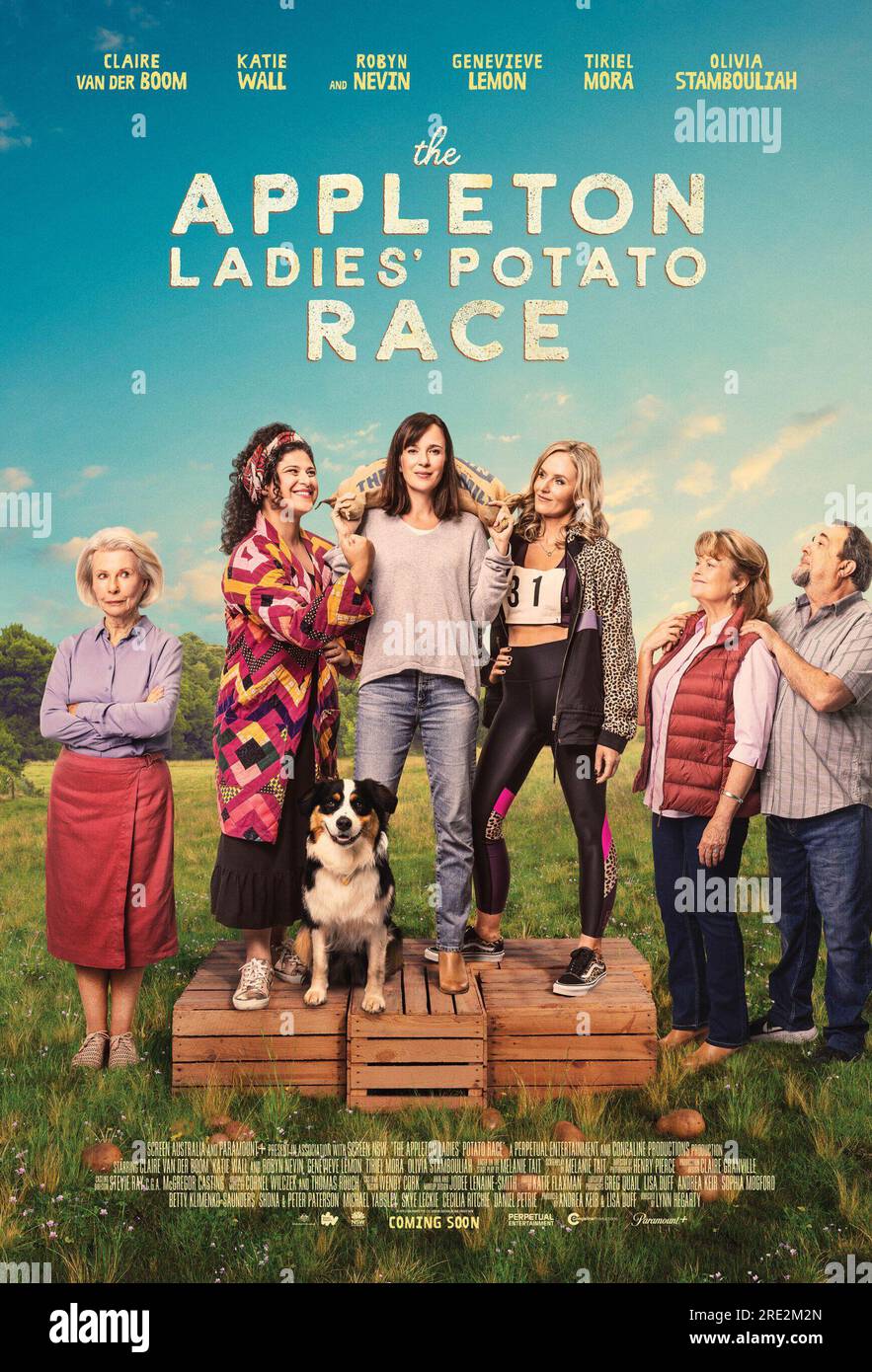 THE APPLETON LADIES' POTATO RACE, poster, from left: Robyn Nevin ...