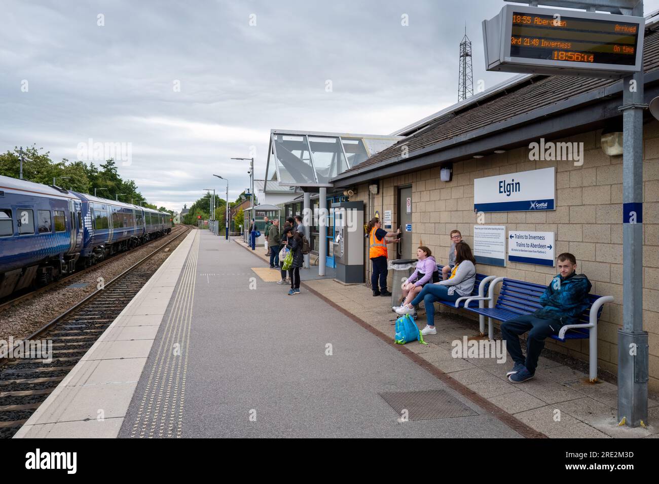 24 July 2023. Elgin,Moray,Scotland. This is Elgin Railway Station with ...