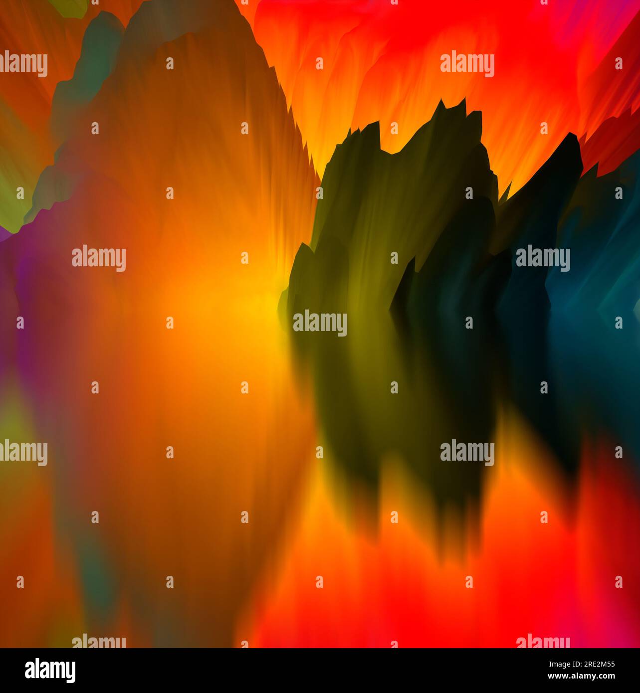 Magical world. Abstract Landscape, surreal lake and reflections. art ...