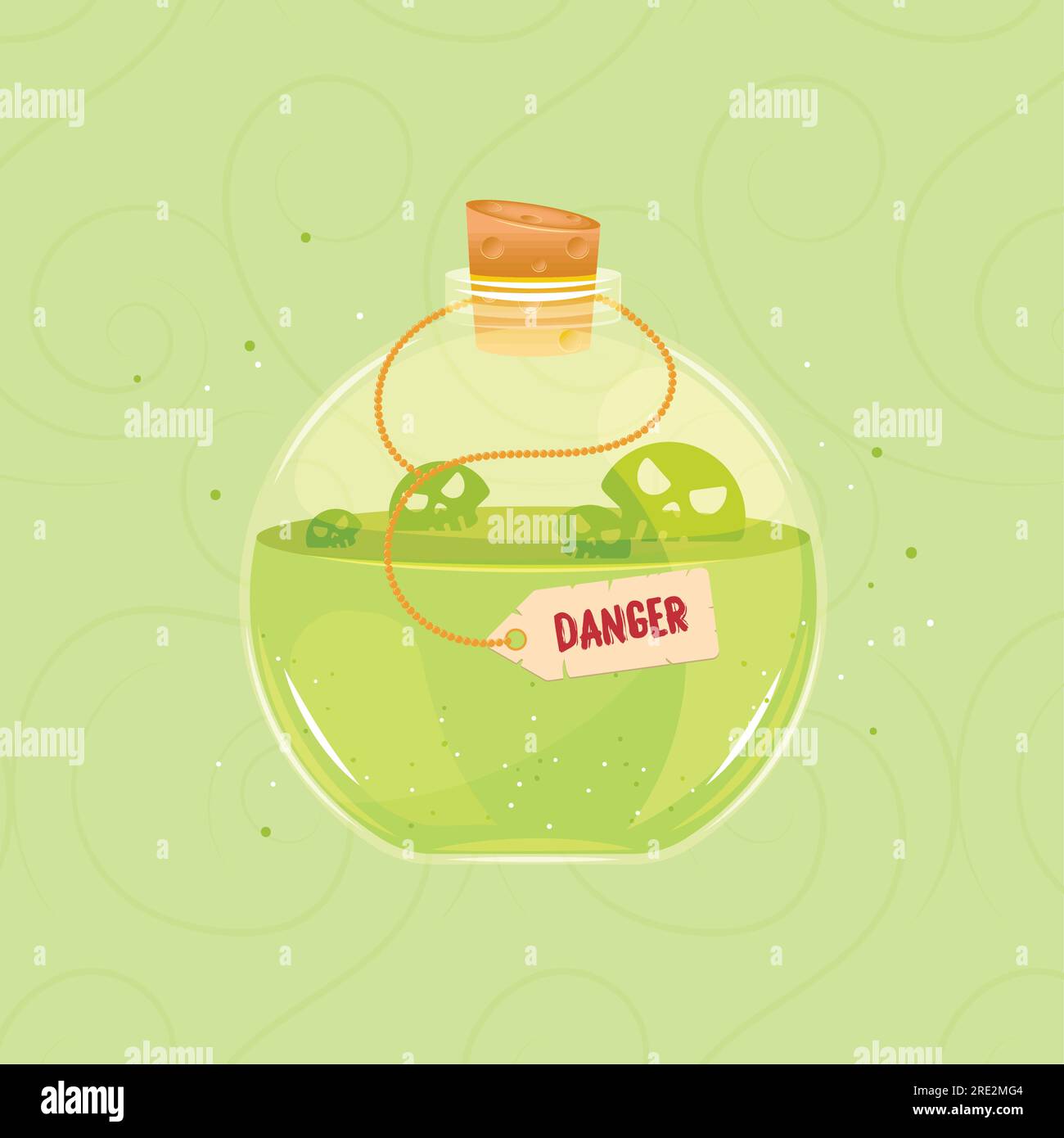 Isolated colored magical flask potion with danger label Vector Stock ...