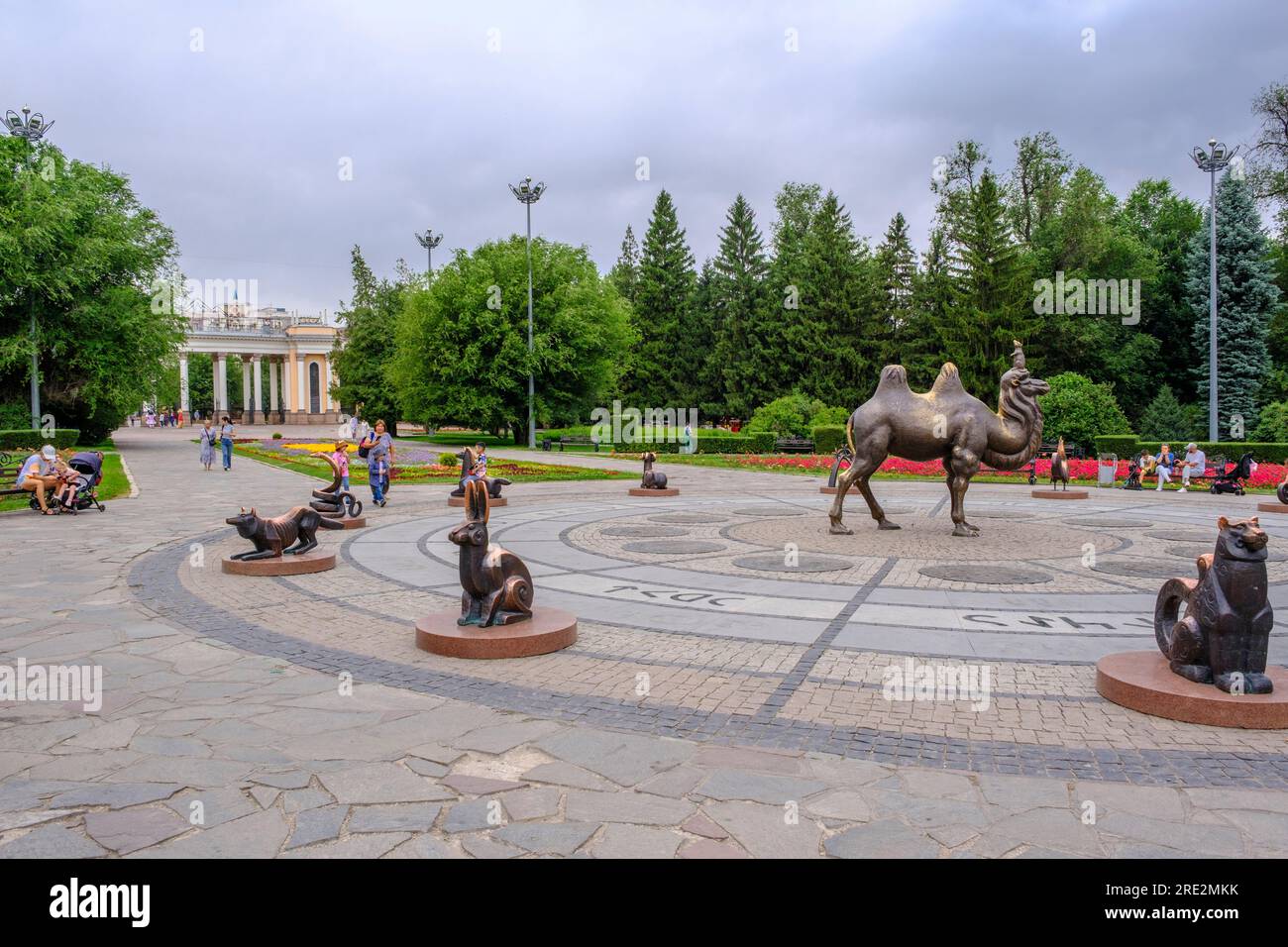 Kazakhstan, Almaty. Statue of Bactrian Camel (Camelus bactrianus) in ...