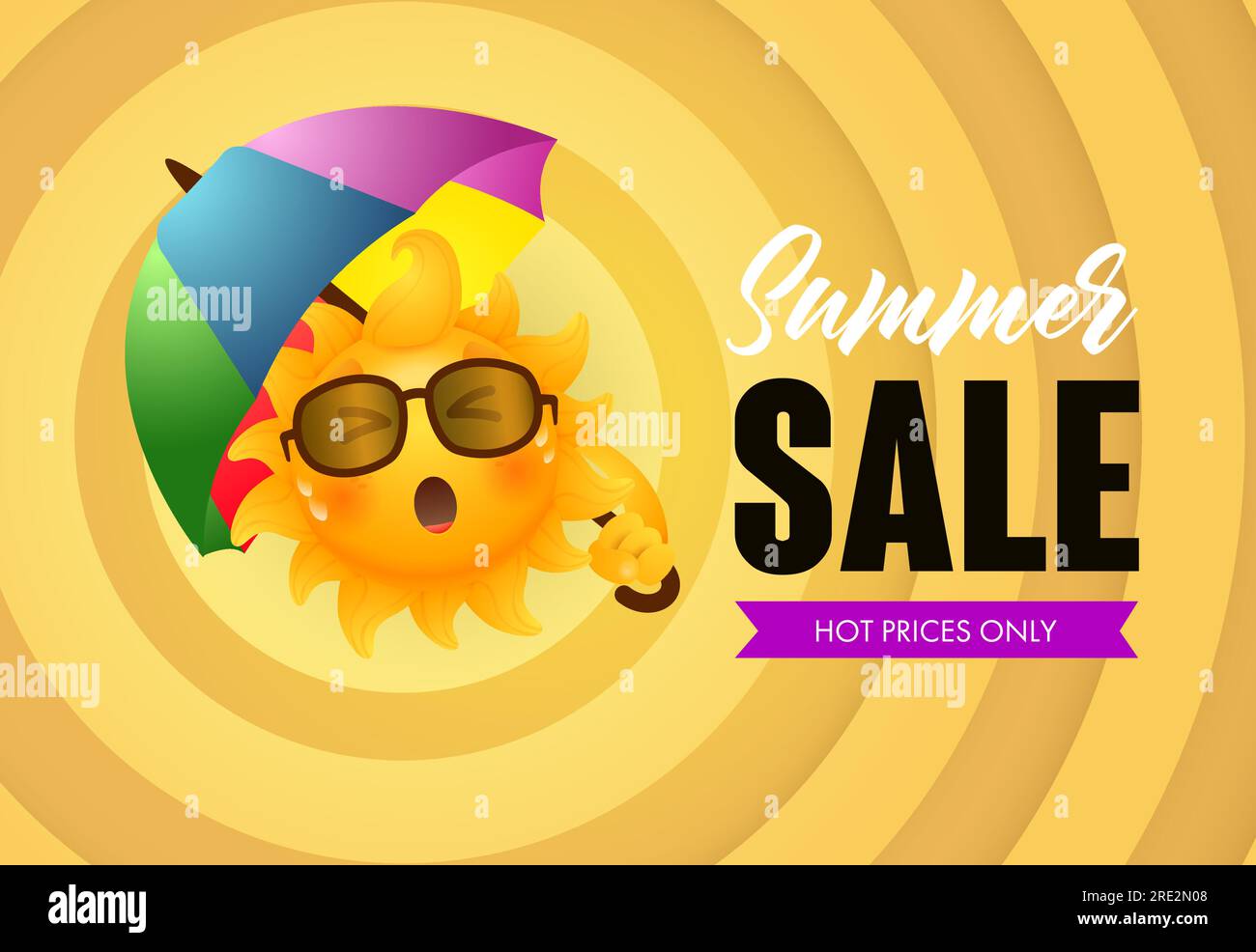 Summer sale, hot prices only lettering and sun with umbrella Stock ...