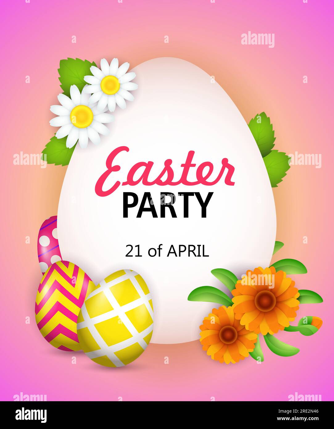Easter Party, twenty first of April lettering with eggs Stock Vector ...