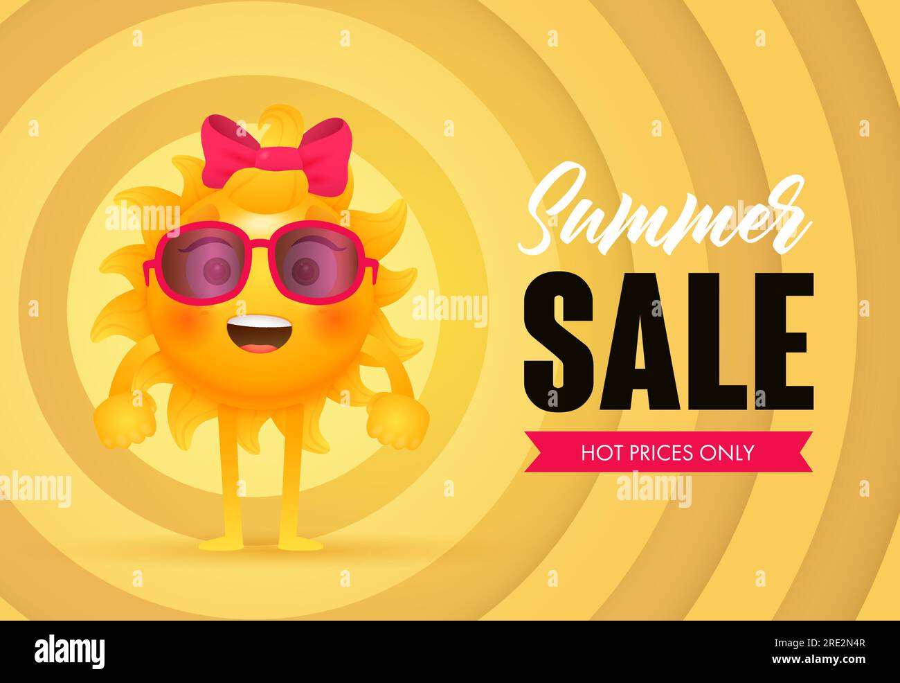 Summer sale, hot prices only lettering with sun character Stock Vector ...