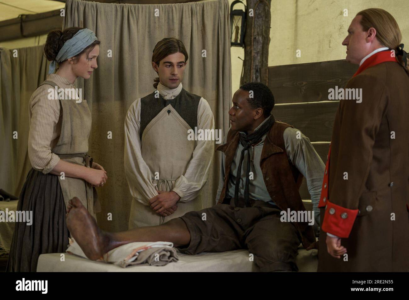 OUTLANDER, from left: Caitriona Balfe, Joey Phillips, Tobi Bakare ...